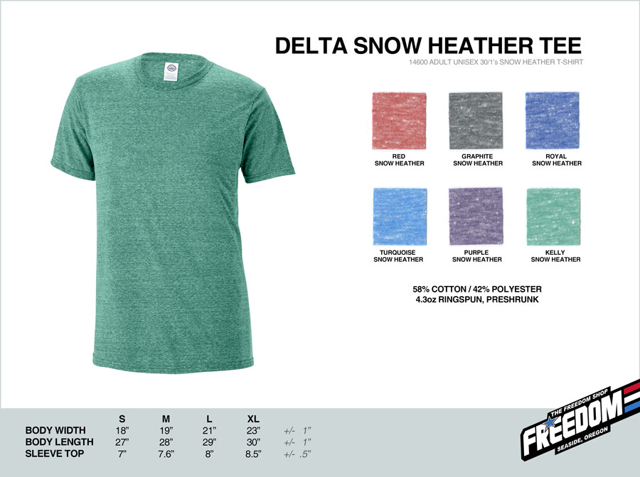 Delta Snow Heather T-shirt – Freedom stock colors 2015 – The Freedom Shop